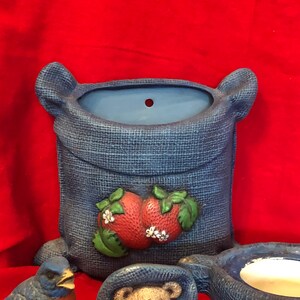 Ceramic 5 Piece Burlap Containers With Strawberries and Bear Tops With ...