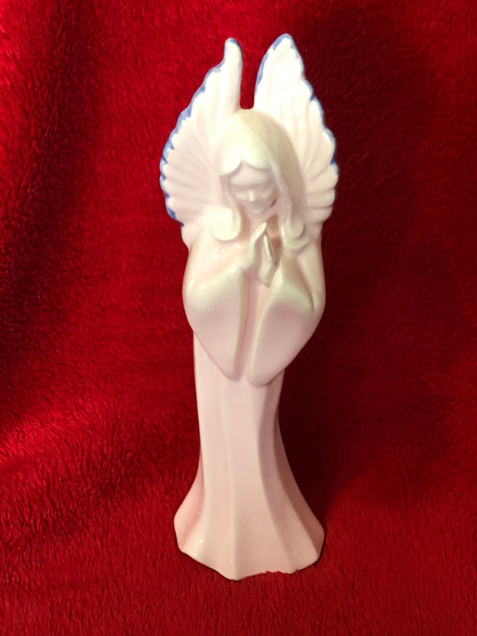 Rare Praying Angel Glazed in Light Pink With Saphire Blue - Etsy