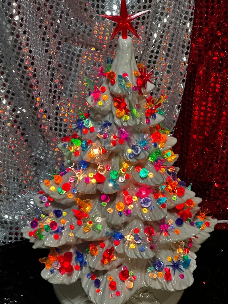 Handmade Ceramic Christmas Tree With Vintage Ornaments Galore - Etsy