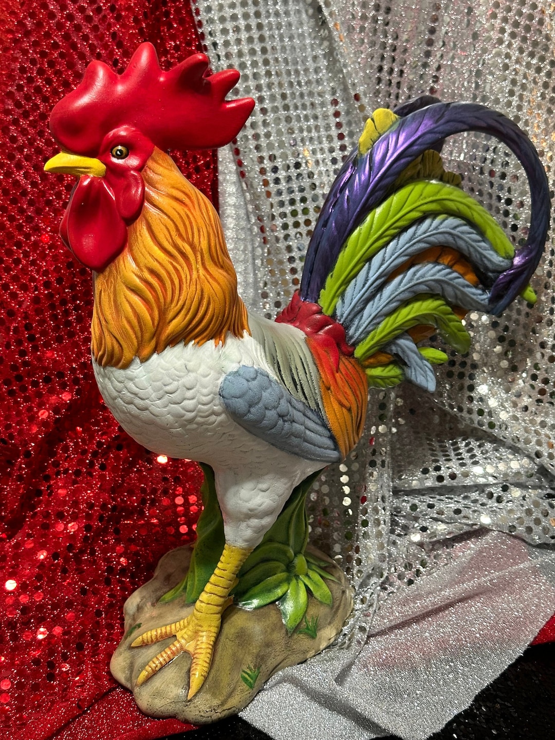 Custom Painted Ceramic Rooster Sculpture Collectible Rooster Figurine ...