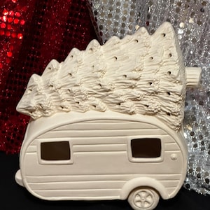 DIY Ceramic Bisque Camper With Tree: Ready to Paint Xmas Decor - Etsy