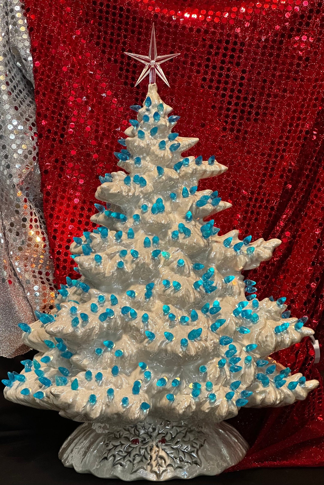 Shimmering White Frazier Fir Ceramic Christmas Tree With Extra Small ...