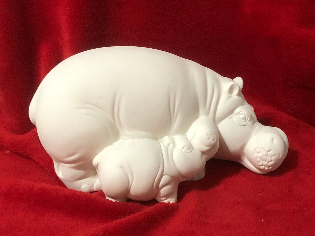 DIY Large Handmade Ceramic Hippopotamus - Ready-to-paint Ceramic Hippo ...