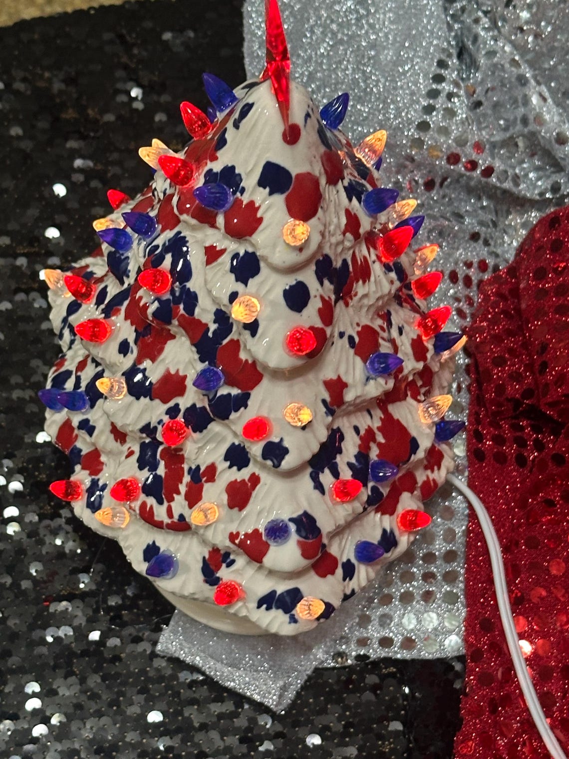 Patriotic Ceramic Ornament Tree: Handcrafted 4th of July Decor ...