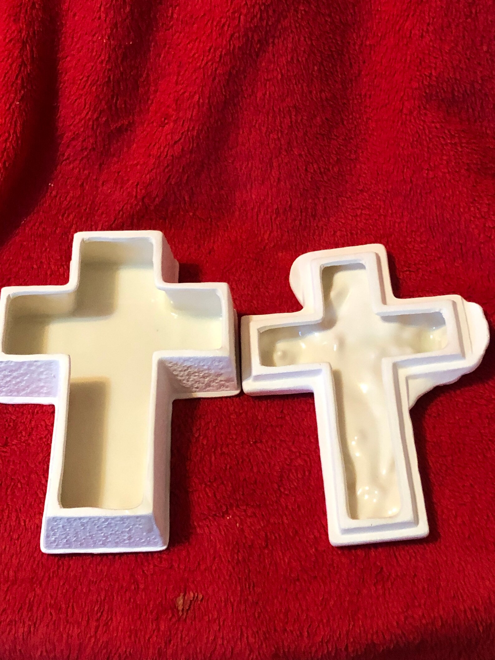 Vintage Ceramic Cross Trinket Box in Bisque Ready to Paint | Etsy