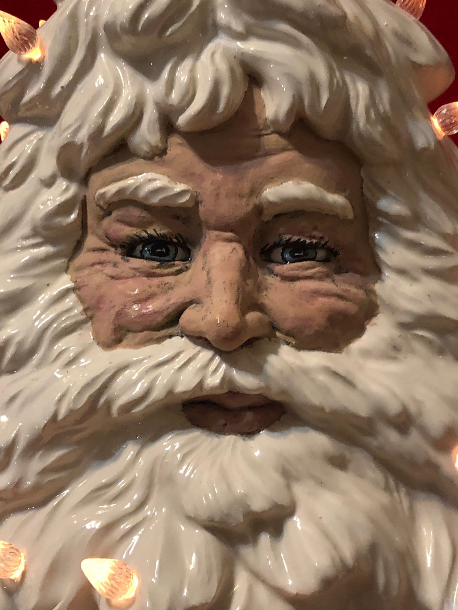 Hand-painted Ceramic Santa Face Christmas Tree With Light Kit - Etsy
