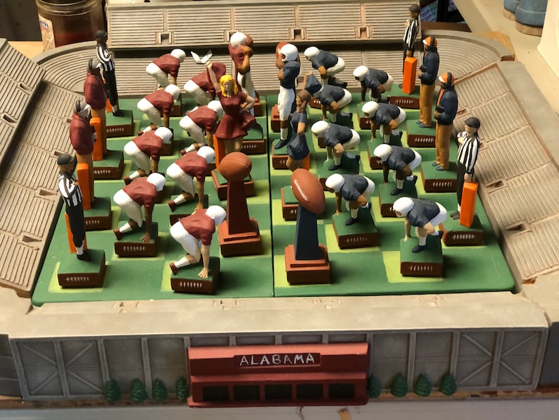 32 Piece Ceramic Alabama Auburn Football Chess Set in Stadium | Etsy