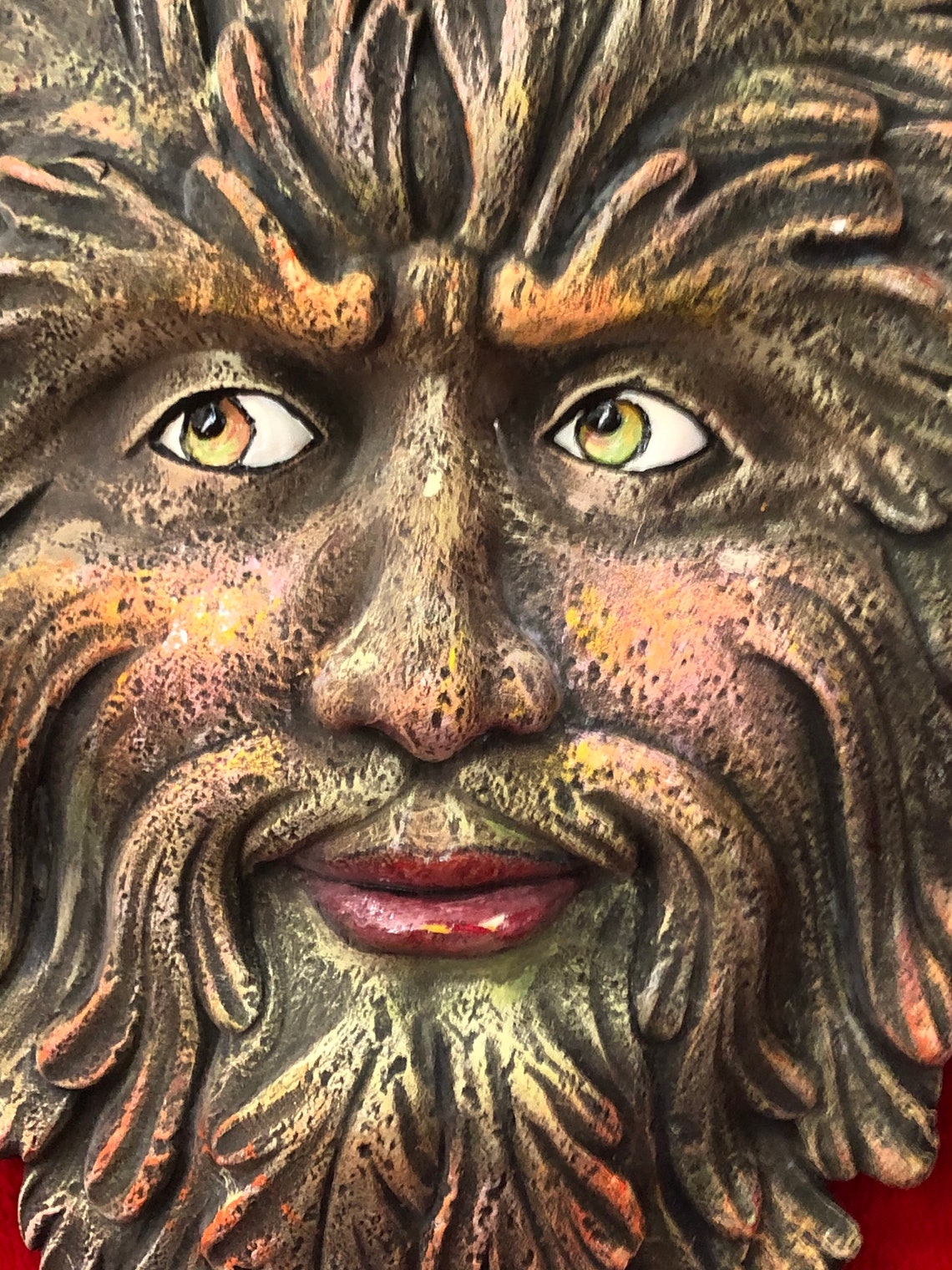 Green Man Mask Wall Hanging Ceramic Art - Etsy
