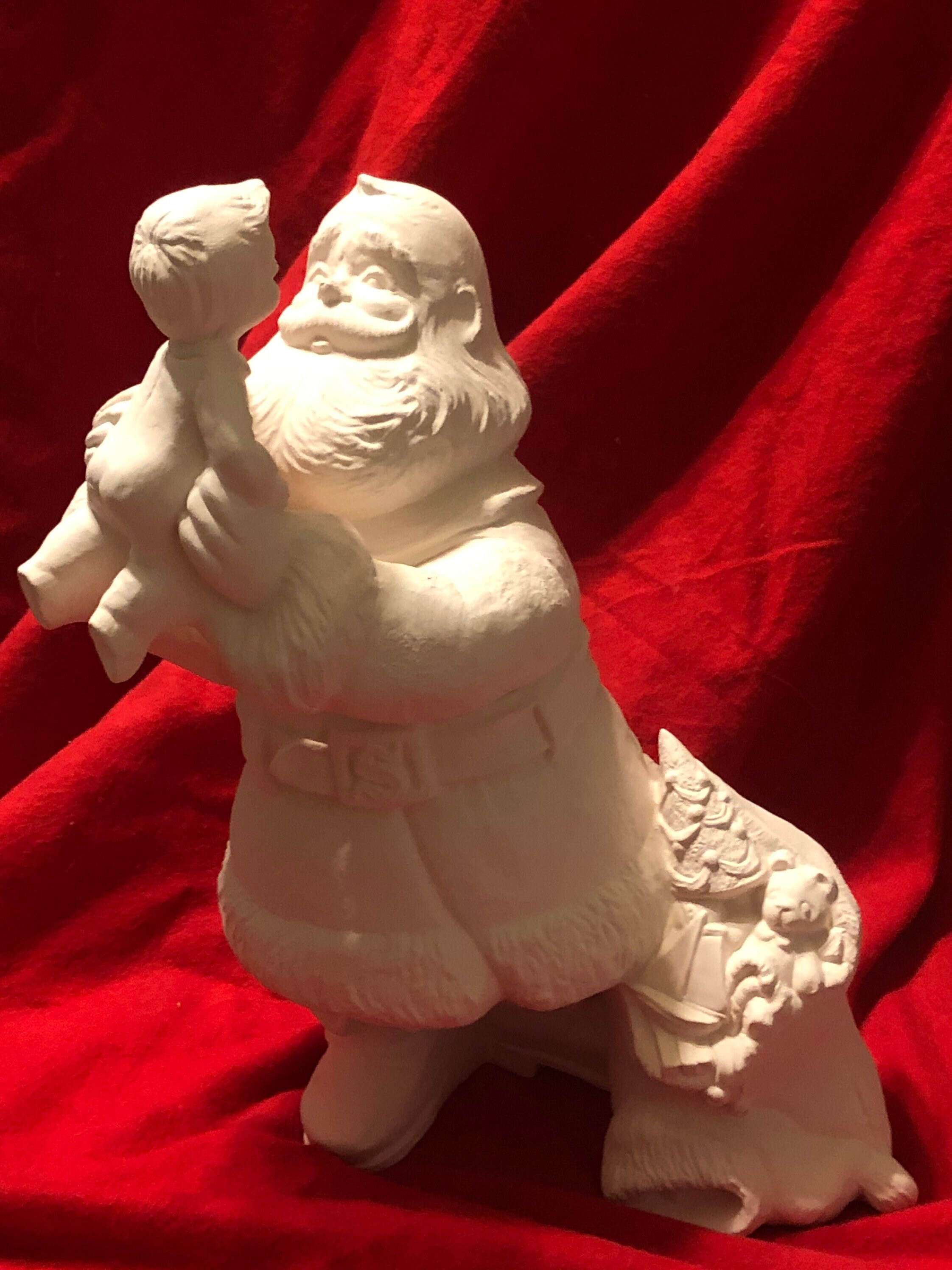 Ceramic Tradition American Santa Claus holding a child in bisque ready ...