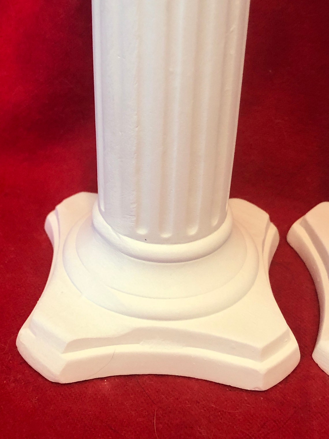 Set of 2 Ceramic Vintage Column Taper Candle Holders in Bisque - Etsy