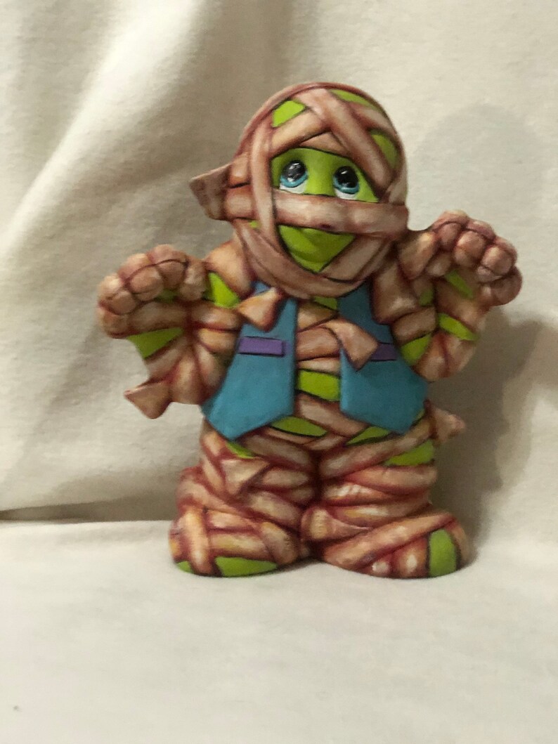 Handmade Halloween Mummy Figurine: Hand-painted Ceramic Art - Etsy