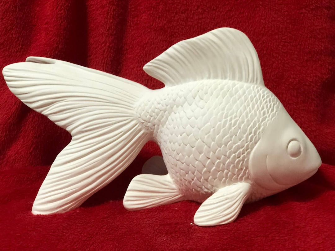 Handmade Ceramic Bisque Goldfish Sculpture: DIY Art Decor (8x13) - Etsy
