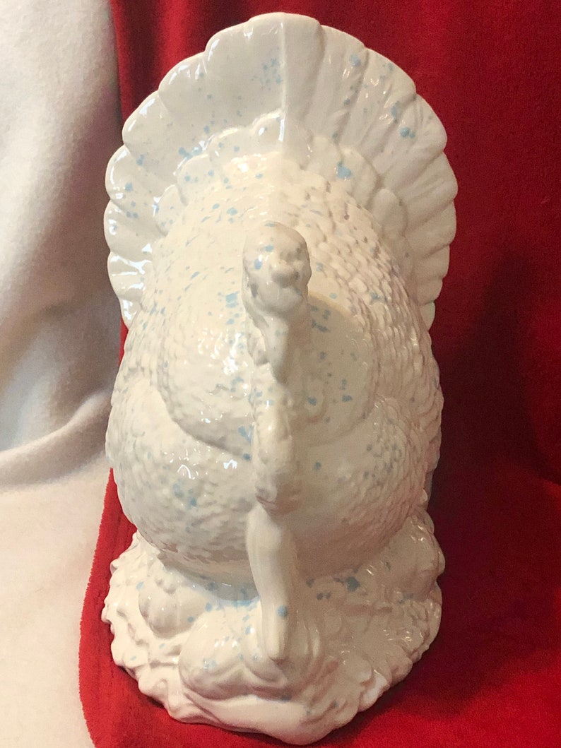 Milk Glass Glazed Ceramic Turkey With Light Blue Flecks - Etsy
