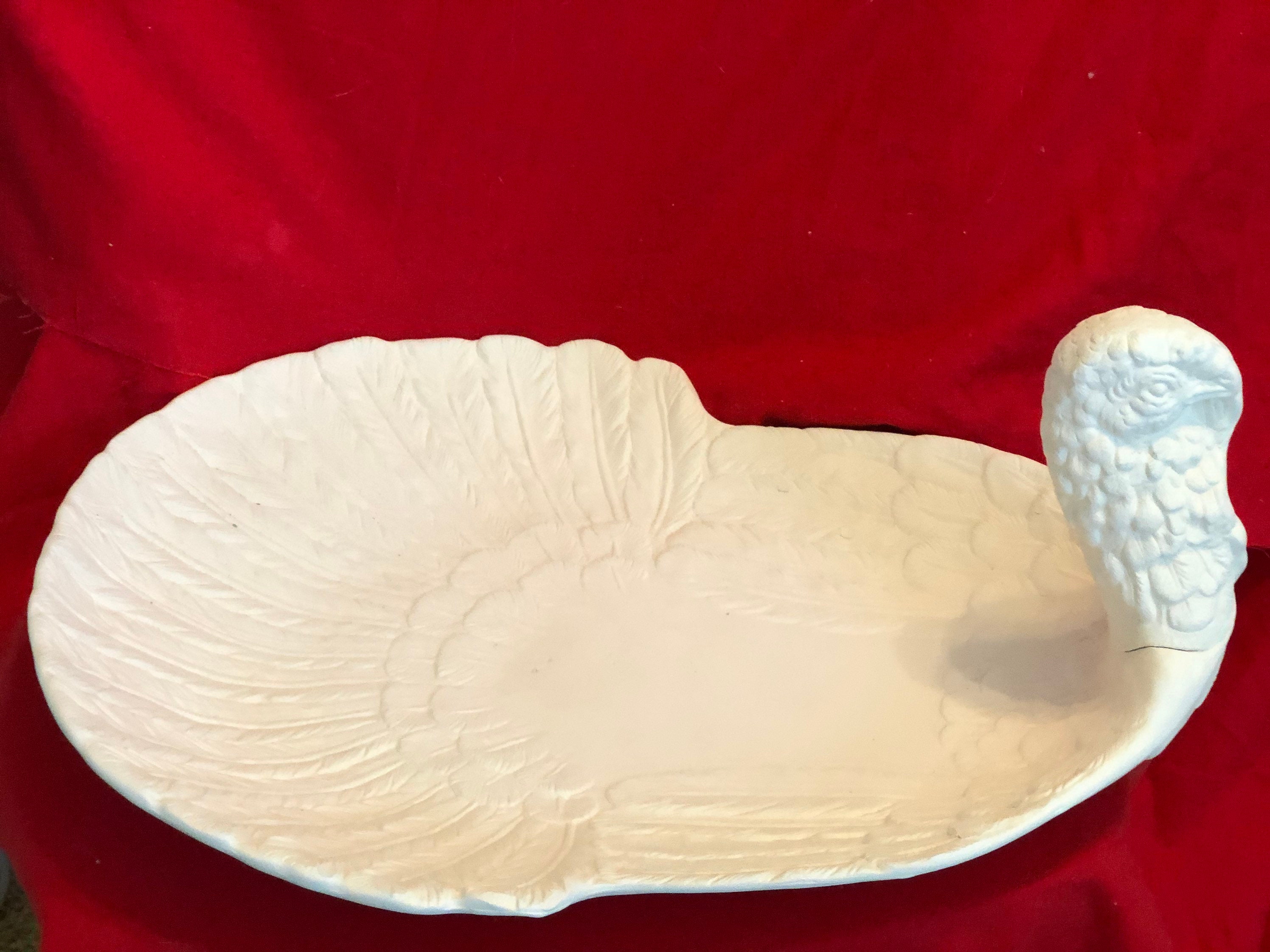 Scioto Molds Ceramic Turkey Platter in Bisque Ready to Paint | Etsy