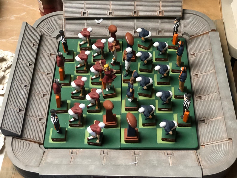 32 Piece Ceramic Alabama Auburn Football Chess Set in Stadium | Etsy