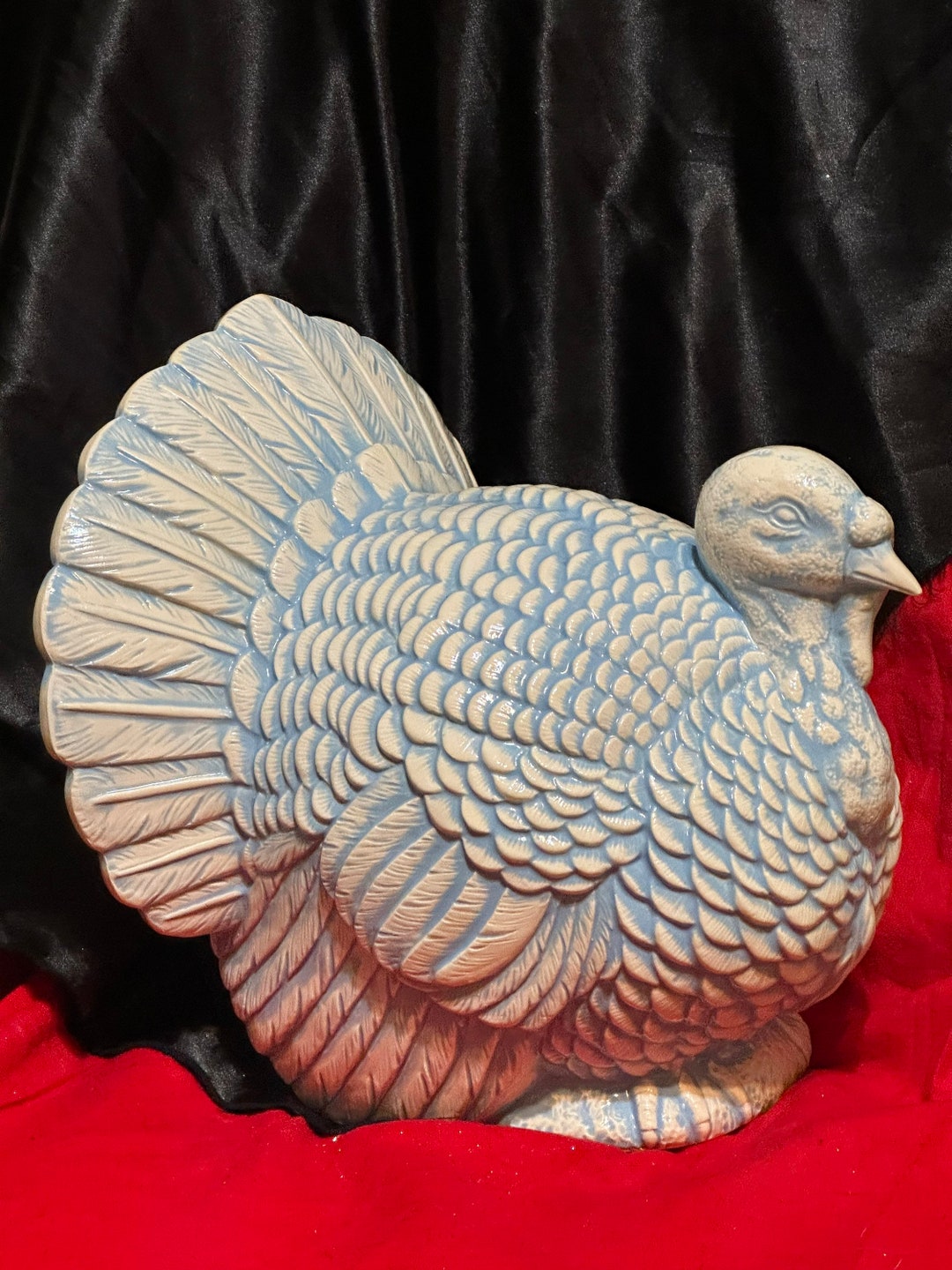 Sky Blue Ceramic Turkey Figurine: Thanksgiving Decor (10" X 10") - Etsy