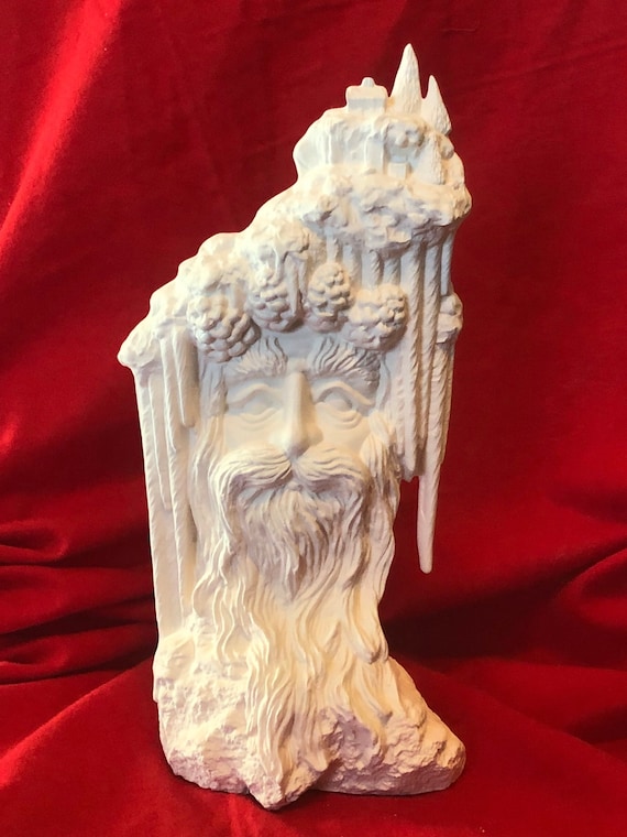 Ceramic Santa Face in Trees With House in Bisque Ready to | Etsy