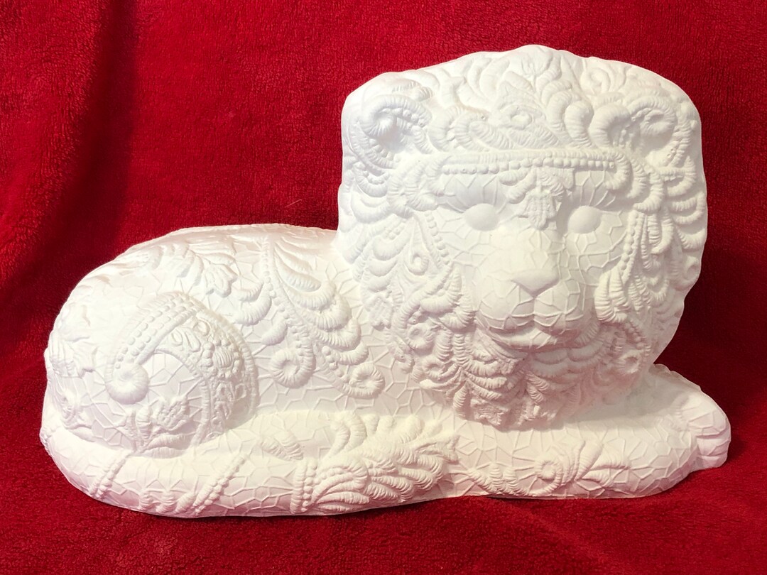 DIY Ceramic Lion Home Decor - Handmade Laced Lion - Dly Ceramic Bisque ...