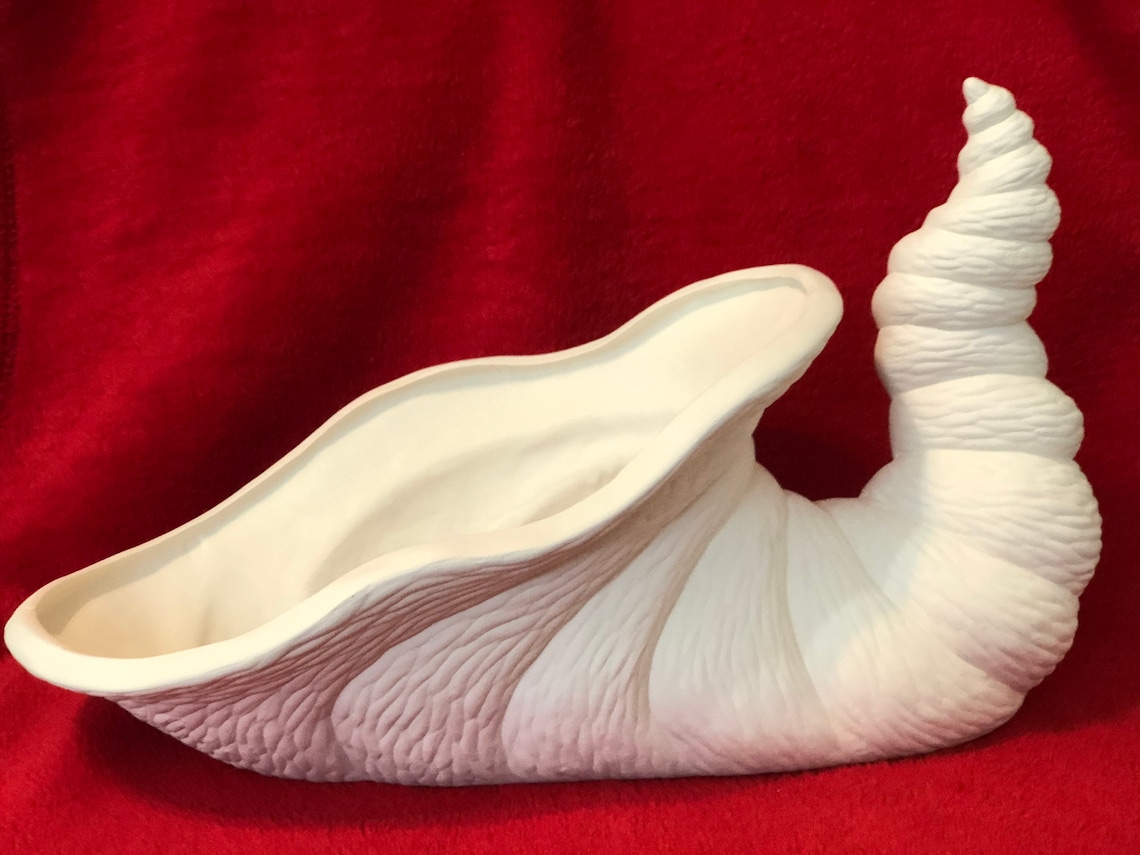 Large Ceramic Cornucopia in Bisque Ready to Paint | Etsy