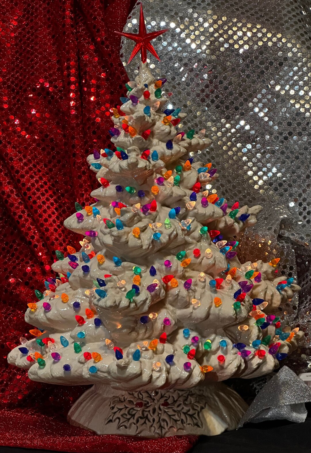 Handmade Milk White Ceramic Christmas Tree With Multicolored Bulbs - Etsy
