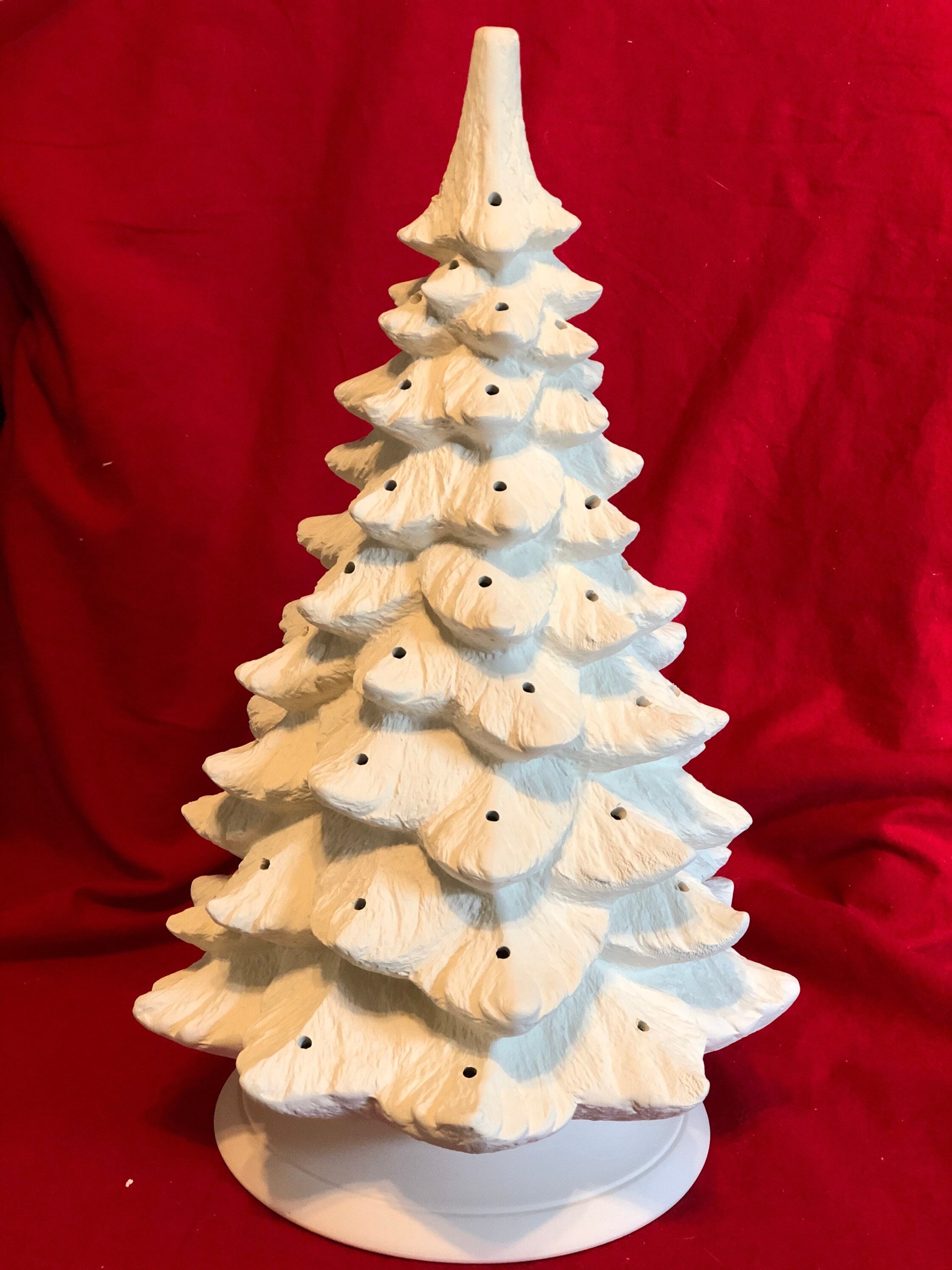 Scioto Molds Ceramic Christmas Tree and Base with holes for lights in ...