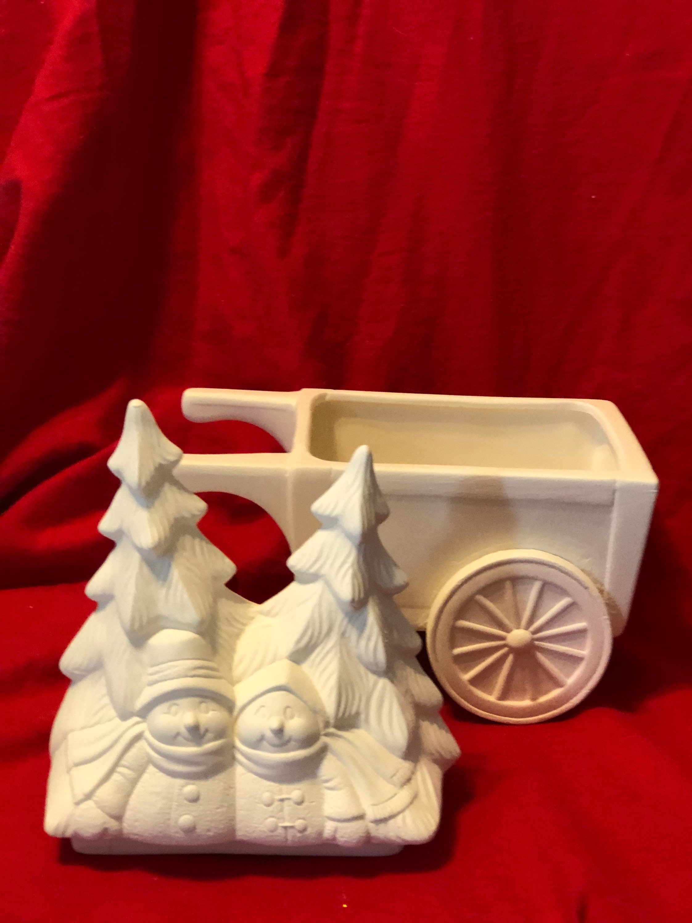 2 Piece Mayco's Snow People Lid With Cart in Ceramic | Etsy