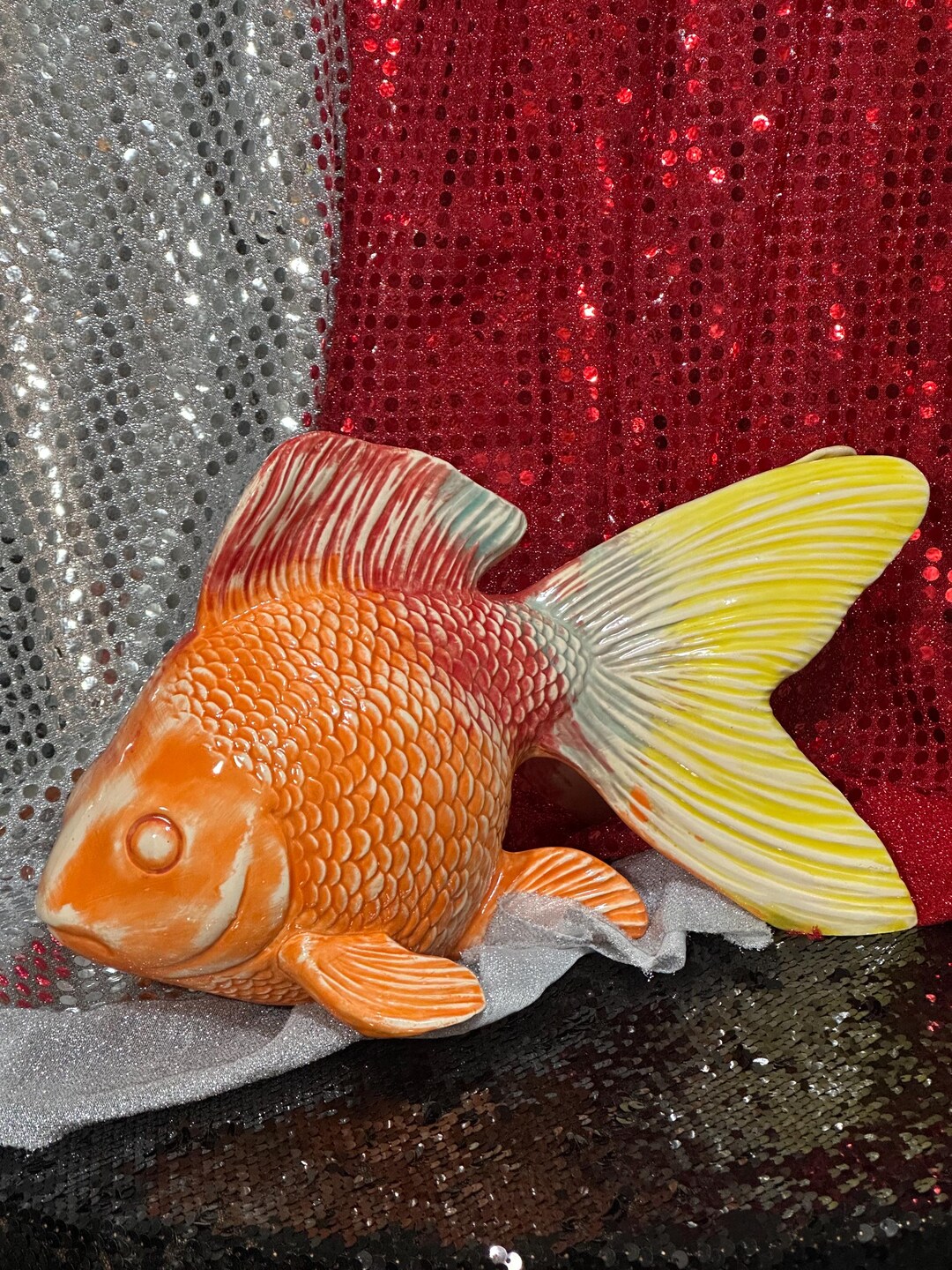 Handmade Ceramic Goldfish Sculpture: Whimsical Garden Art (8x13) - Etsy
