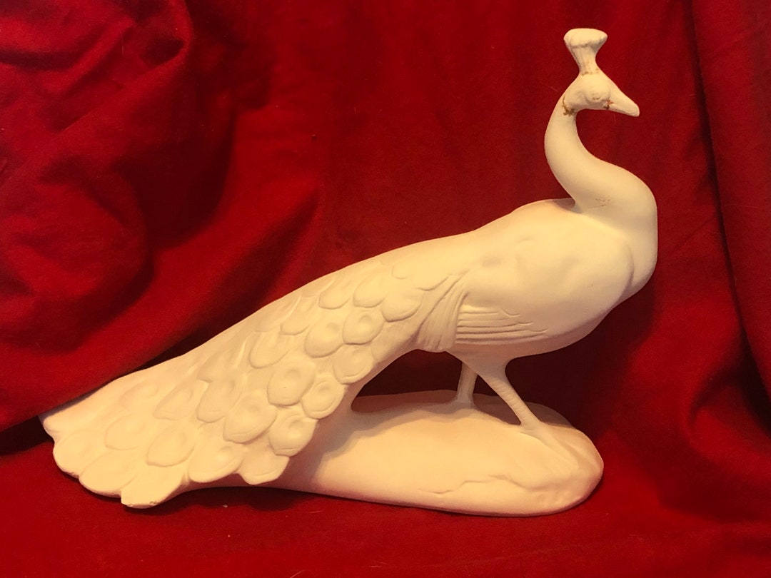 Medium Ceramic Peacock in Bisque Ready to Paint by - Etsy