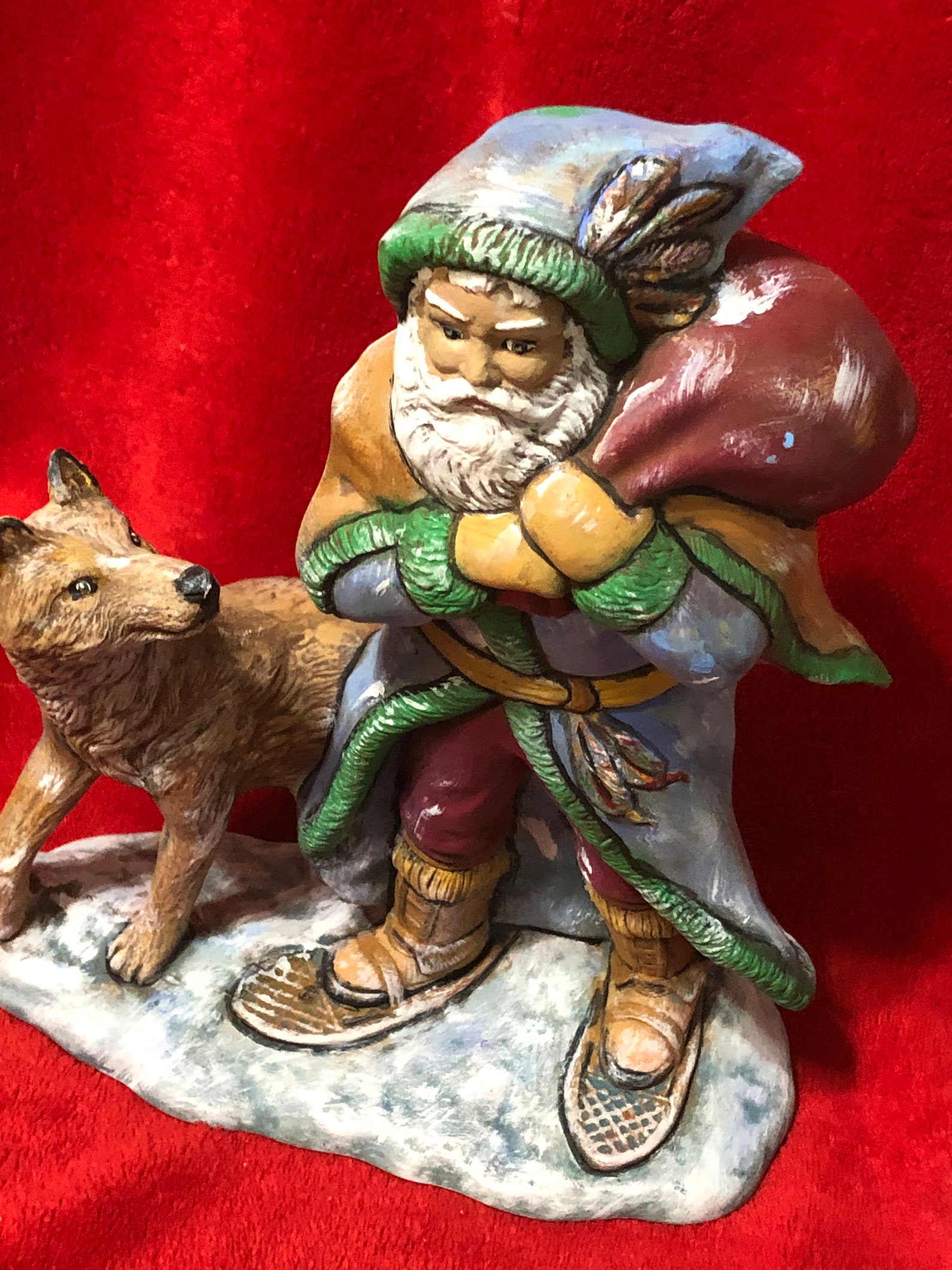 Ceramic Santa With Wolf - Etsy