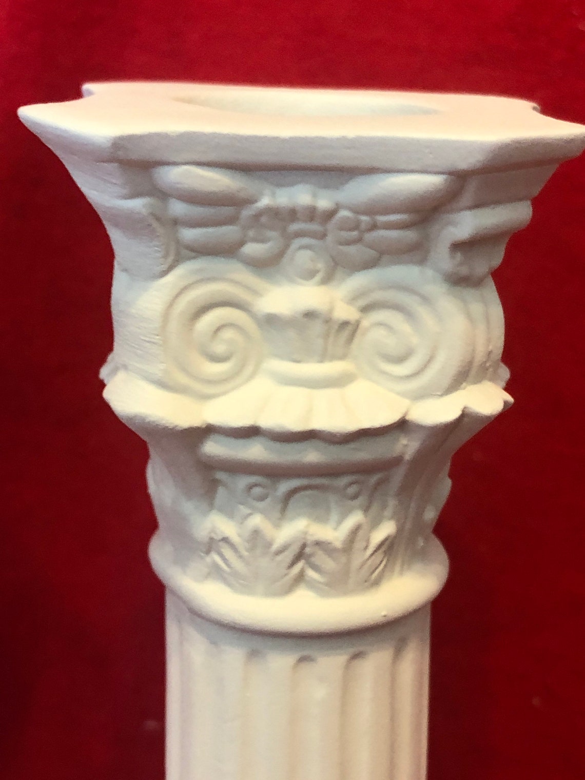 Set of 2 Ceramic Vintage Column Taper Candle Holders in Bisque - Etsy