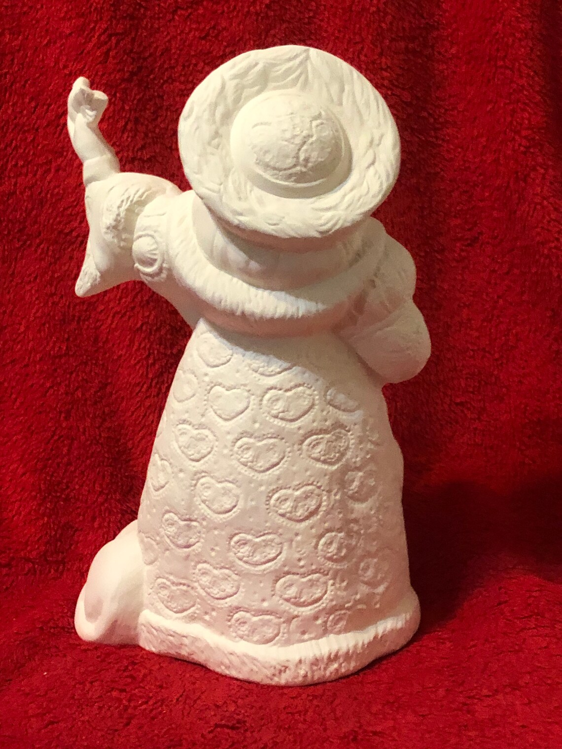 Handmade Ceramic Bisque Santa Figurine With Peace Dove - Ready to Paint ...
