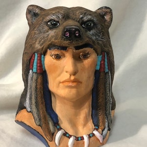 Native American With Bear Bust - Etsy