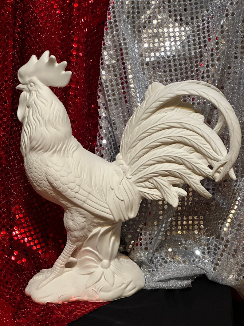 Handmade Ceramic Bisque Rooster: DIY Craft Kit, Ready-to-paint Decor ...