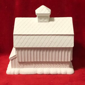 Ceramic Barn With Cobblestone Base Bisque Ready to Paint - Etsy