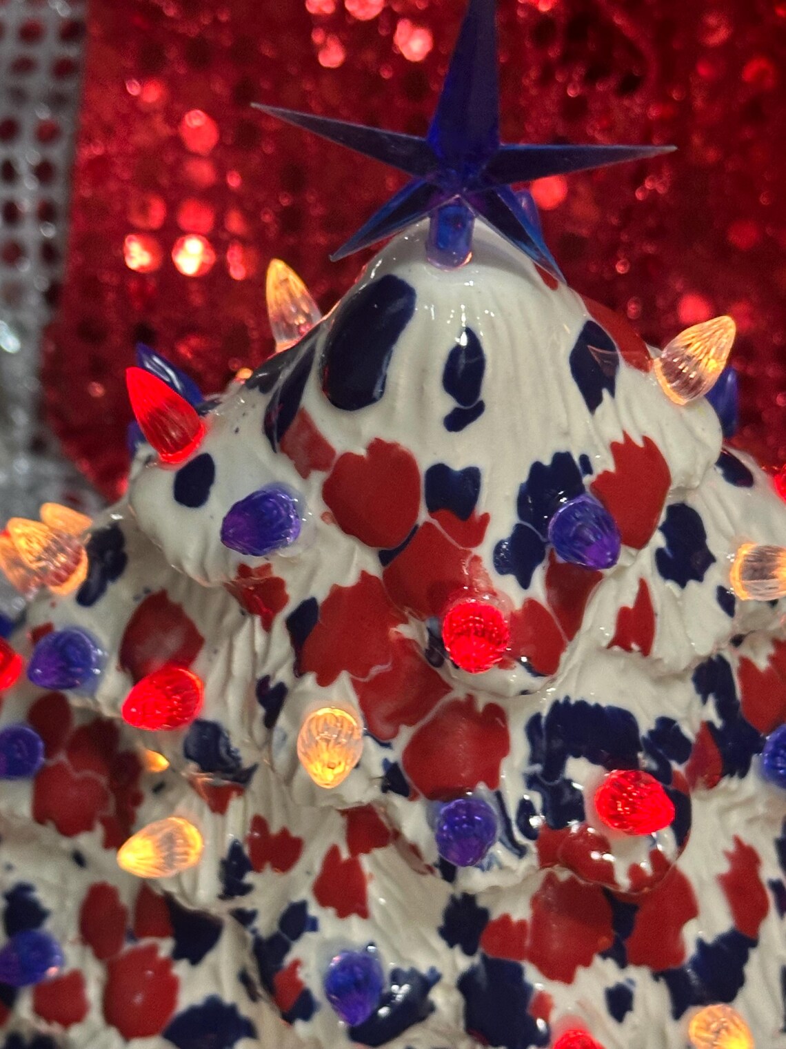 Patriotic Ceramic Ornament Tree: Handcrafted 4th of July Decor ...
