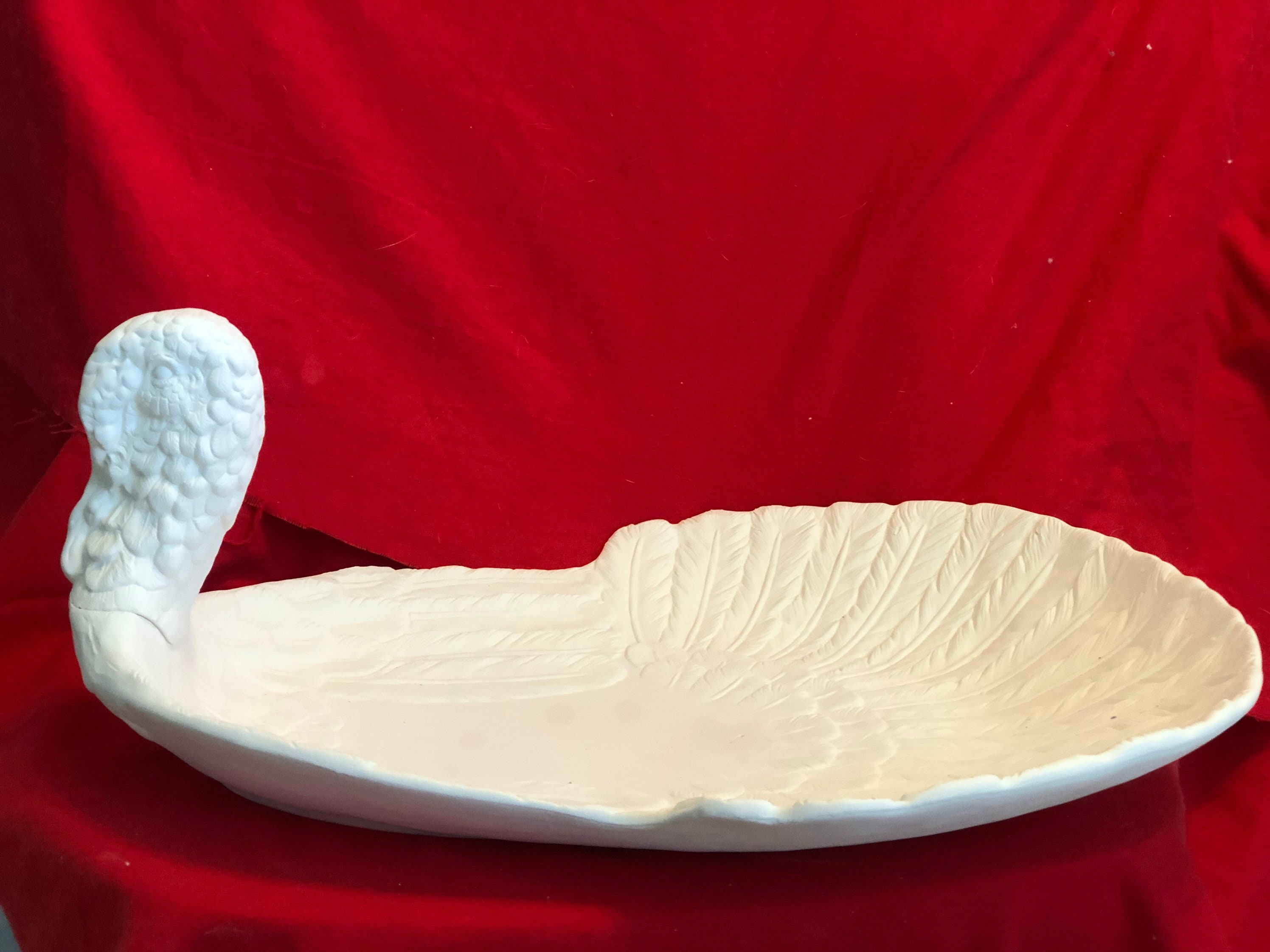 Scioto Molds Ceramic Turkey Platter in Bisque Ready to Paint | Etsy