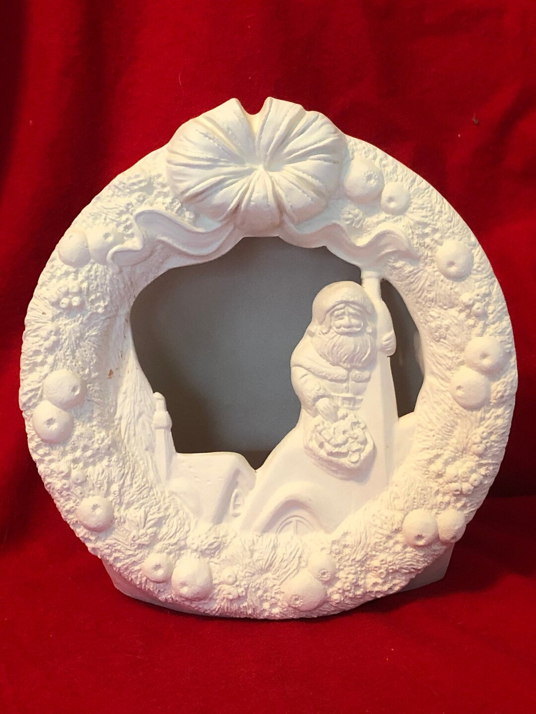 Gare Molds Santa Wreath in Ceramic Bisque Ready to Paint by ...