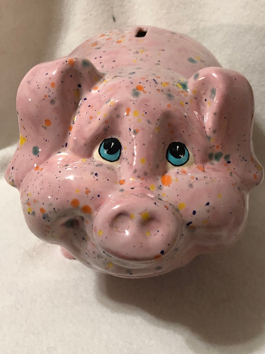 Pink Glazed Ceramic Piggy Bank - Etsy