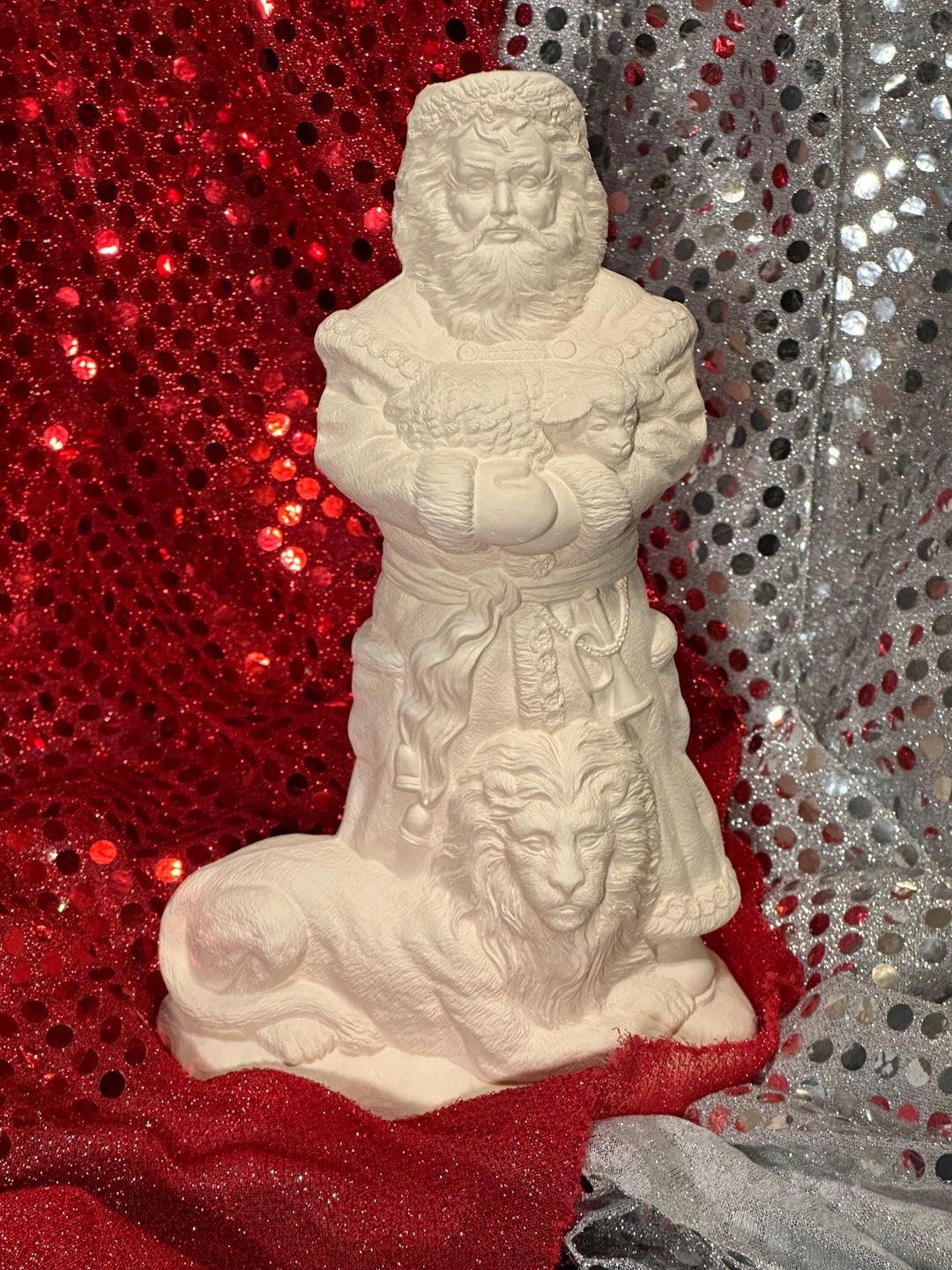 Provincial Santa With Lion and Lamb in Ceramic Bisque Ready to Paint by ...