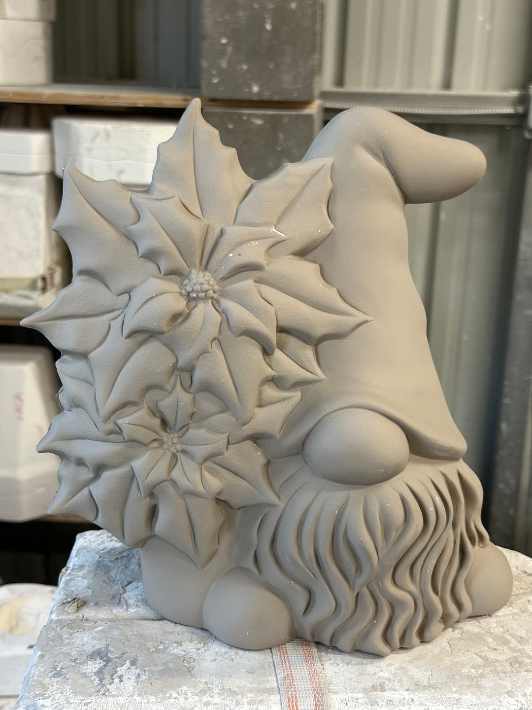 Ready to Paint DIY Ceramic Bisque Clay Magic Poinsettia Gnome ...