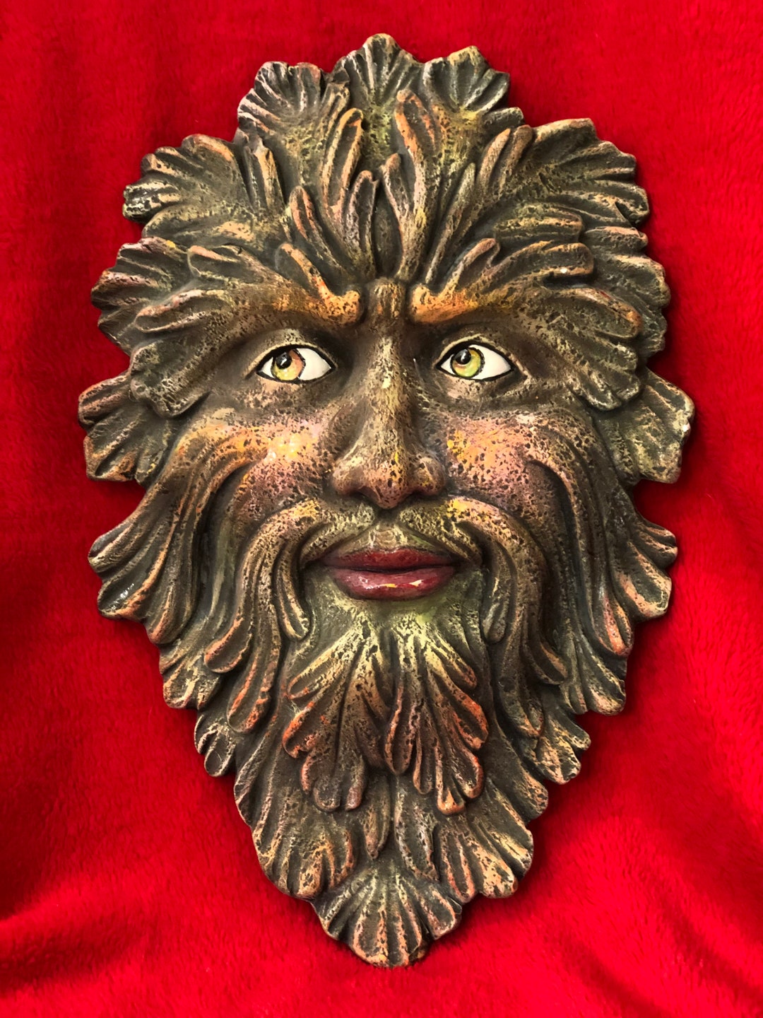 Green Man Mask Wall Hanging Ceramic Art - Etsy