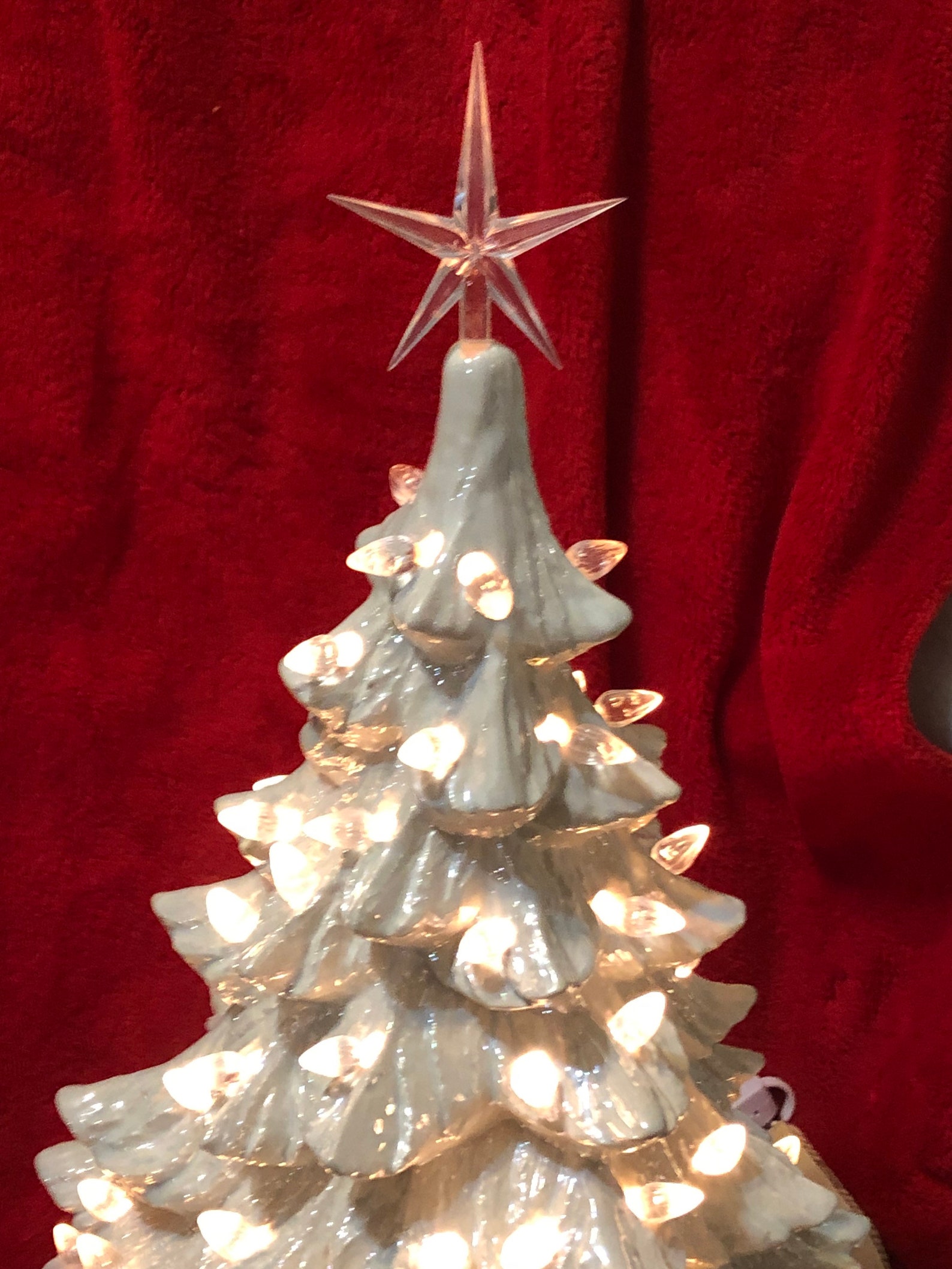 Handmade Pearl White Ceramic Christmas Tree With Star Topper (20 Inch ...