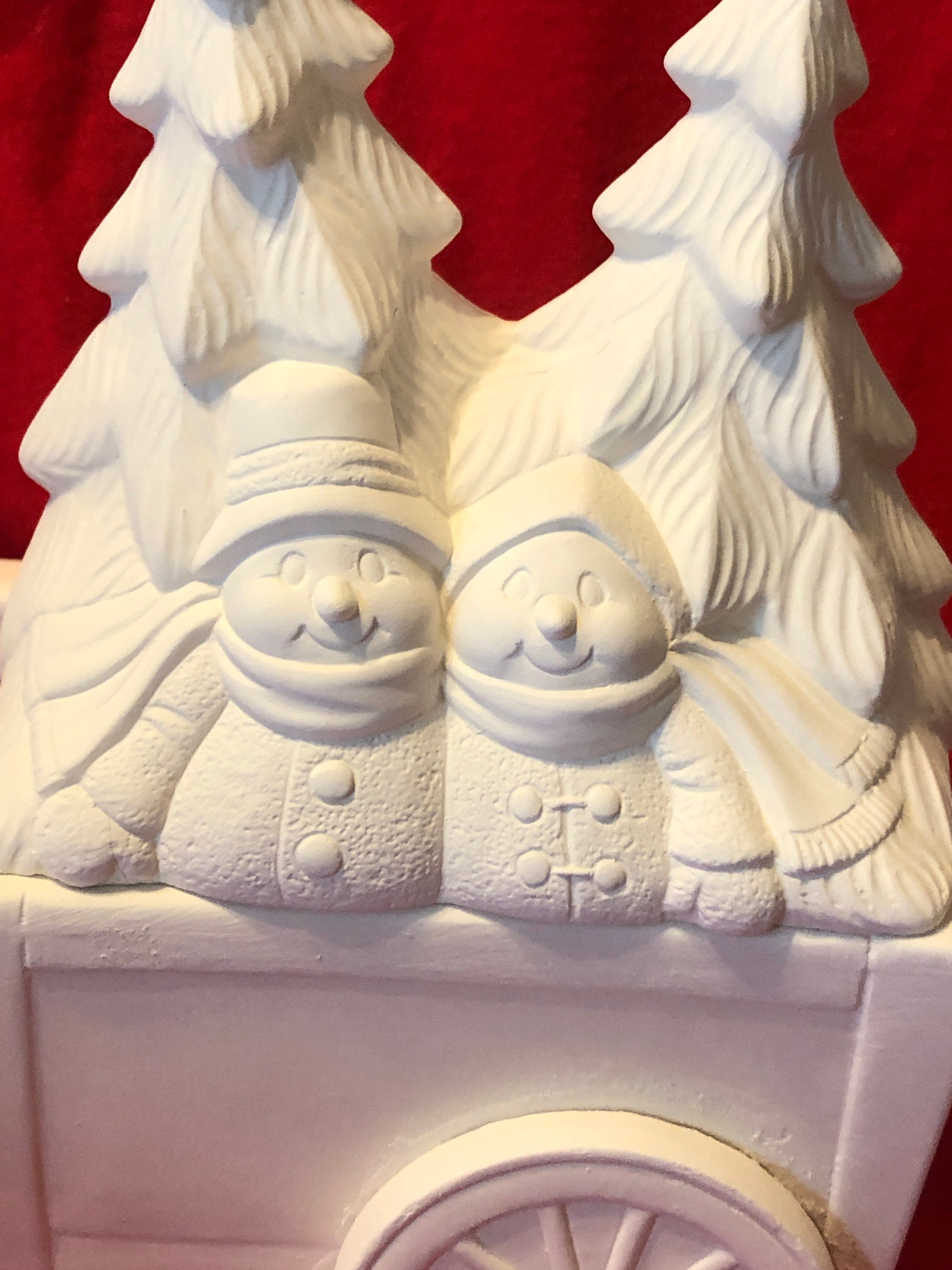 2 Piece Mayco's Snow People Lid With Cart in Ceramic | Etsy