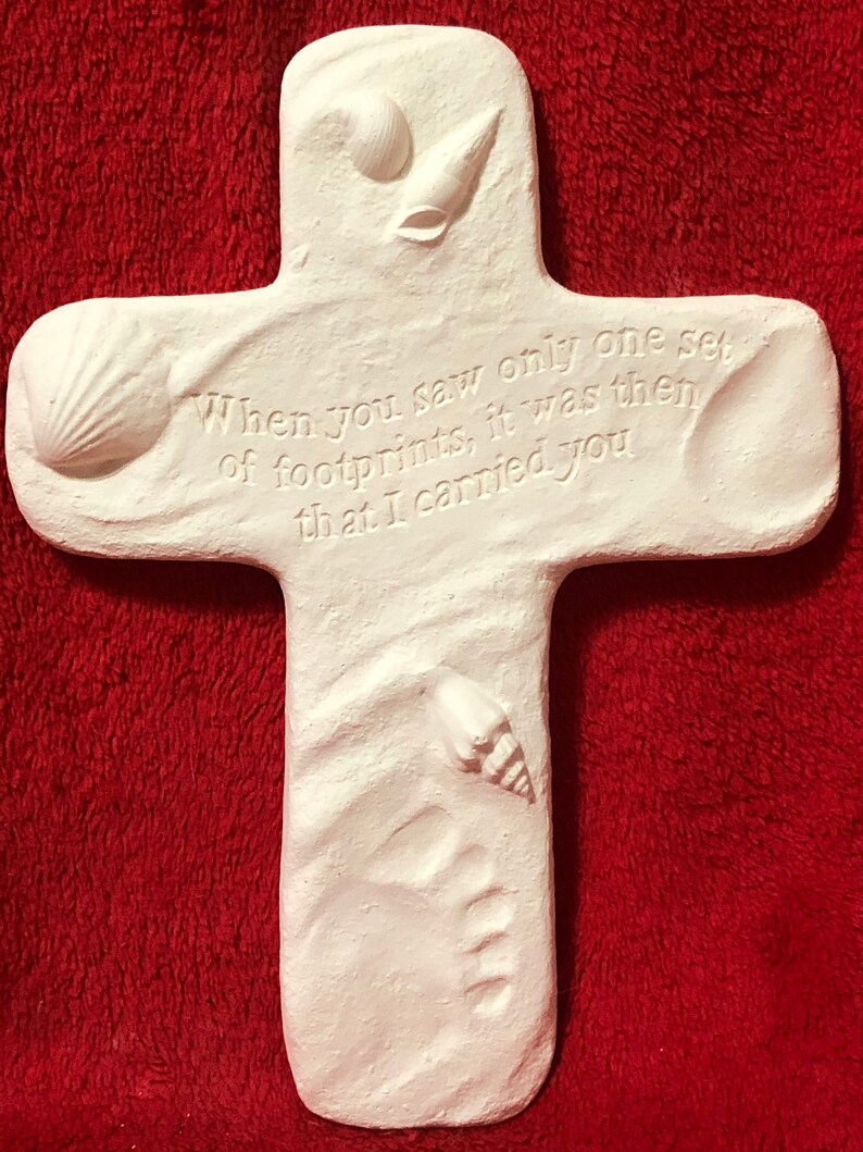 Footprints Cross in Ceramic Bisque Ready to Paint - Etsy