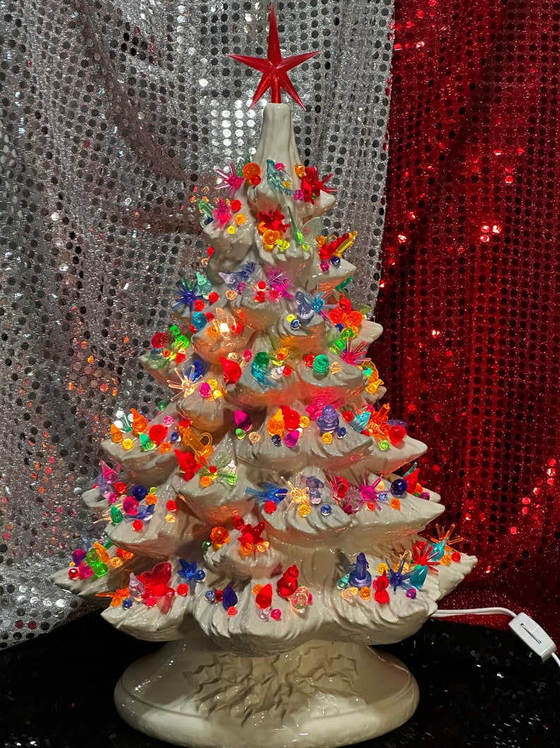 Handmade Ceramic Christmas Tree With Vintage Ornaments Galore - Etsy