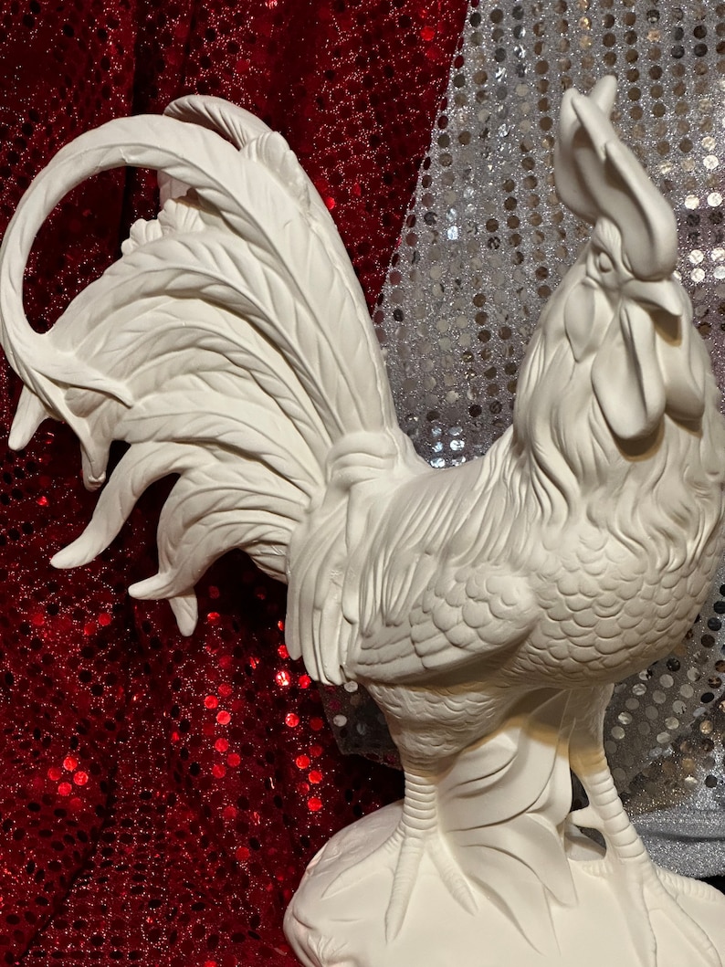 Handmade Ceramic Bisque Rooster: DIY Craft Kit, Ready-to-paint Decor ...