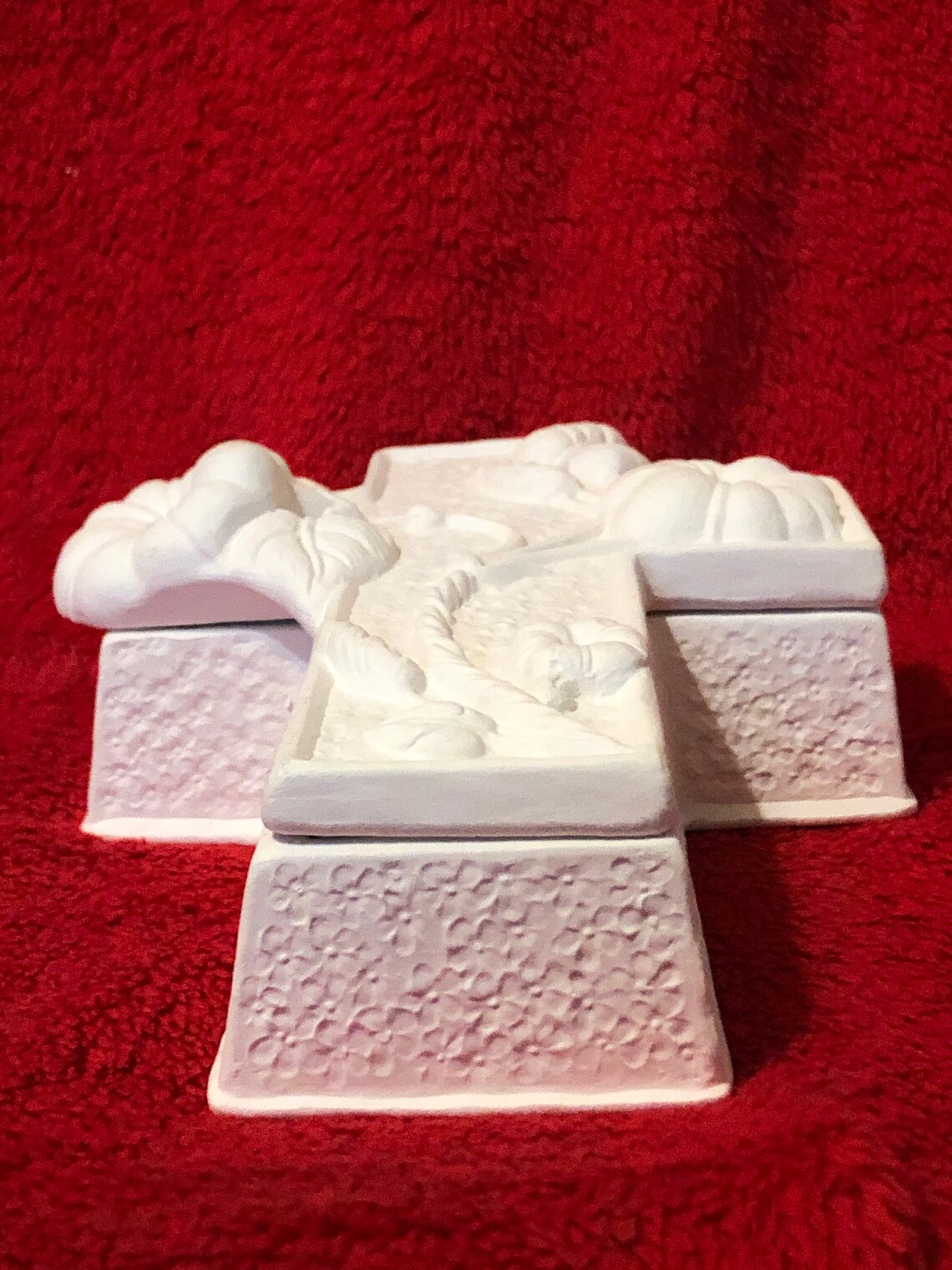 Vintage Ceramic Cross Trinket Box in Bisque Ready to Paint | Etsy