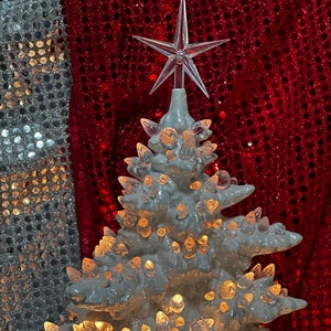Handmade Glazed Ceramic Christmas Tree With Star: Pearl White Art ...