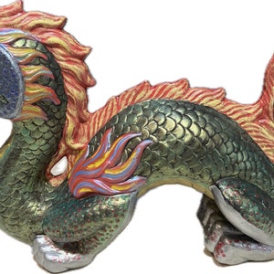 Hand Painted Ceramic Dragon - Chinese Dragon Sculpture - Art Decor for ...
