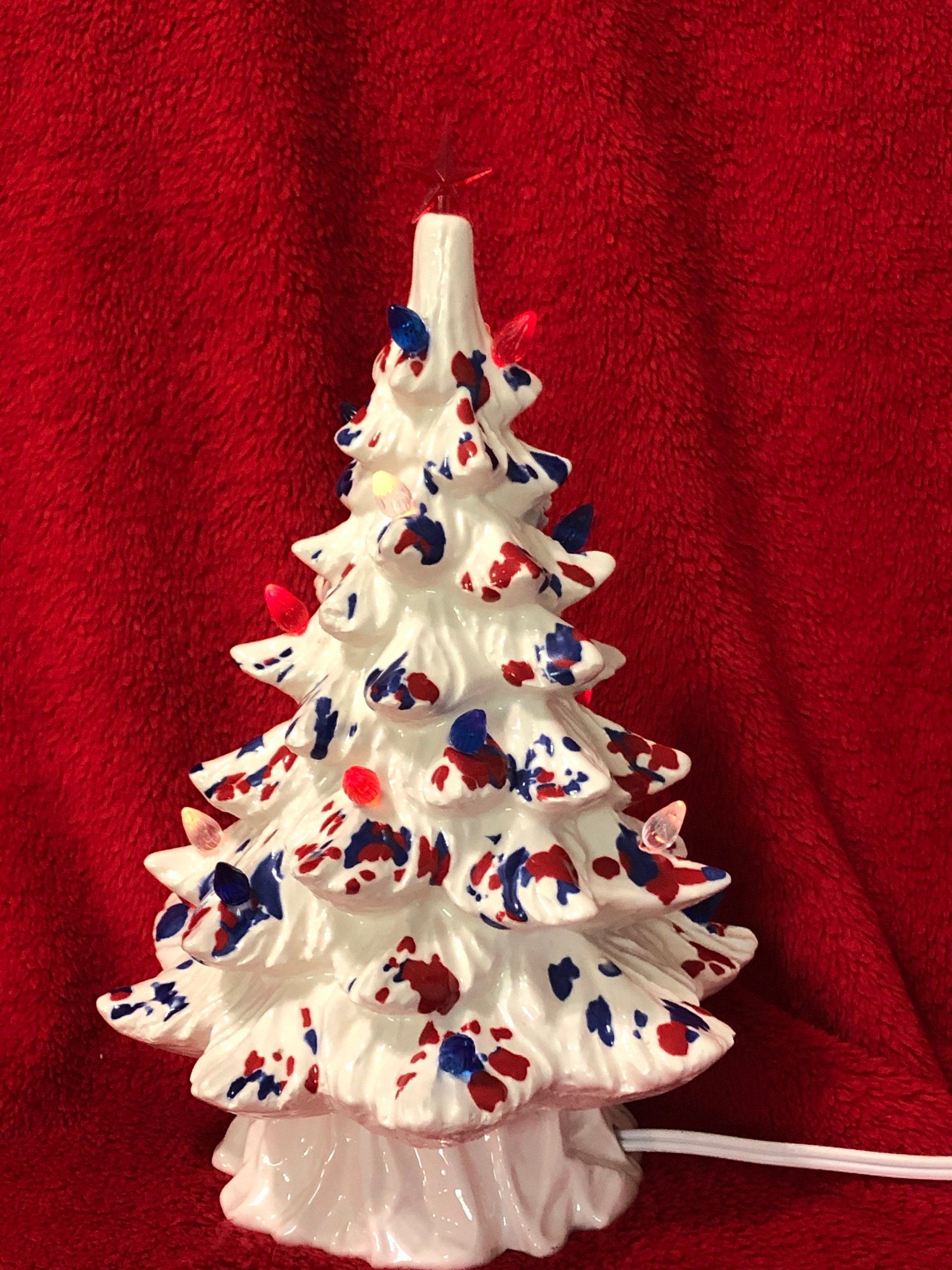 Ceramic Memorial Day Tree with bulbs and light pack